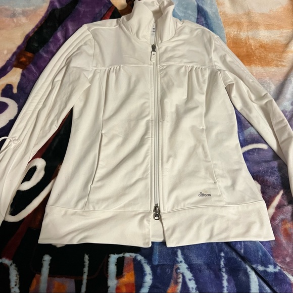 adidas | Jackets & Coats | Adidas Double Zipper White Jacket | Poshmark
